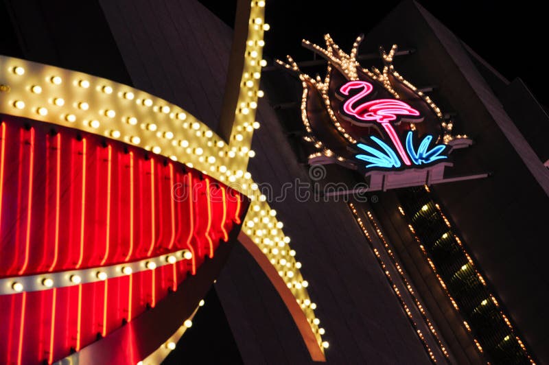 Neon Lights Illuminate Building Facade with Dynamic Colors and Retro ...