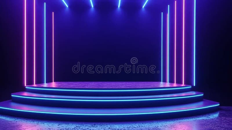 Illuminated Stage with Neon Lights Offers a Captivating and Vibrant ...