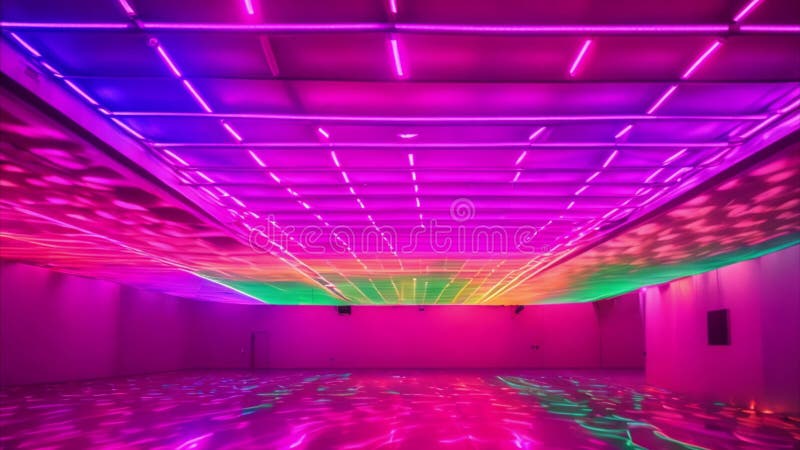 Neon Lights Installation stock video. Video of pattern - 347208425