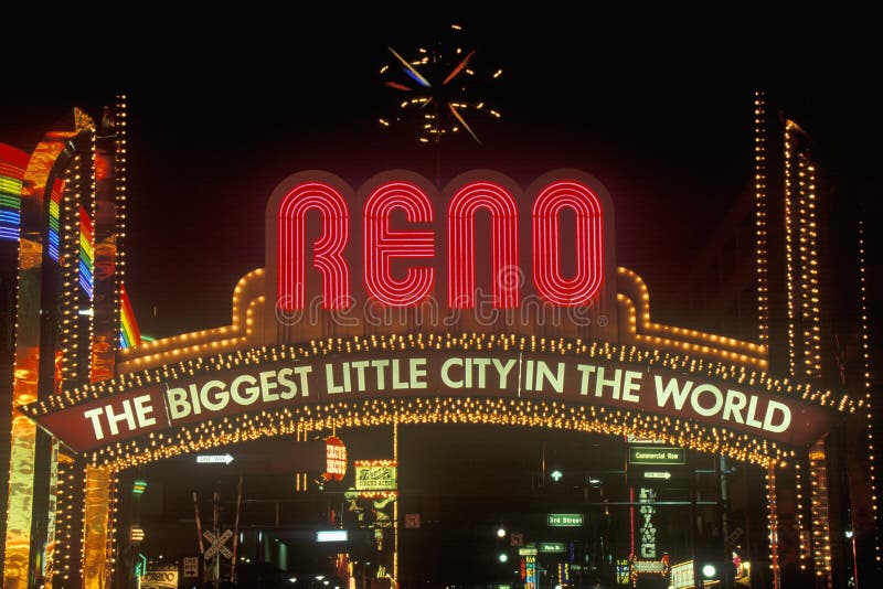Neon Lights at Night in Reno, NV Editorial Photography - Image of ...