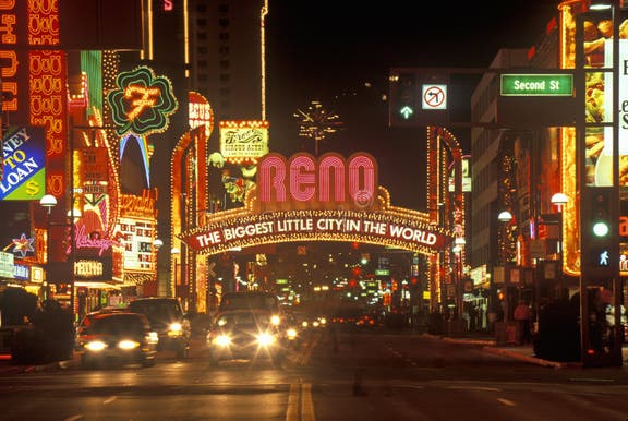 Neon Lights at Night in Reno, NV Editorial Stock Photo - Image of ...