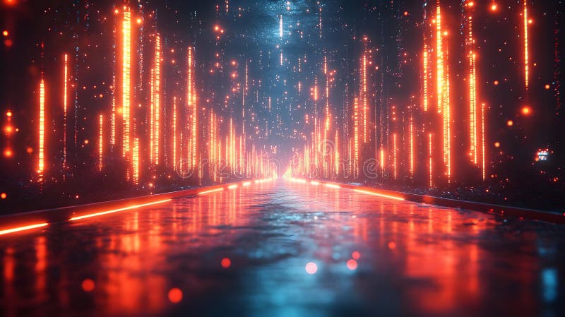 Neon Lights Pathway - Abstract 3D Illustration Stock Illustration ...