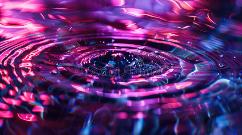Neon Lights Reflecting Off Water, Creating a Mesmerizing Ripple Effect ...