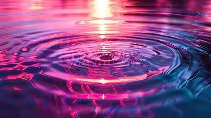 Neon Lights Reflecting Off Water, Creating a Mesmerizing Ripple Effect ...
