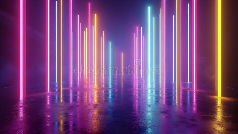 Neon Lights Reflection Abstract Background Stock Illustration ...