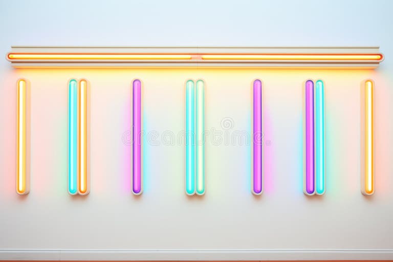 Neon Lights in a Row, Emitting Smooth Color Blend Stock Illustration ...