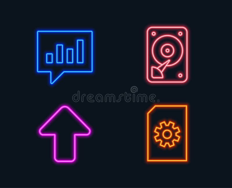 Hdd, Analytical Chat and Upload Icons. File Management Sign Stock ...