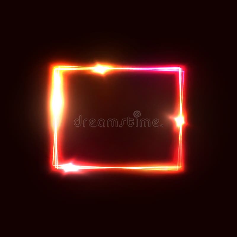 Neon Lights Square Background. Red Rectangle Frame Stock Vector ...