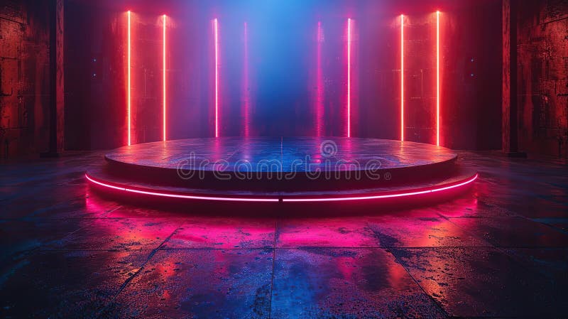 Neon Lights Stage stock illustration. Illustration of cyberpunk - 328126643