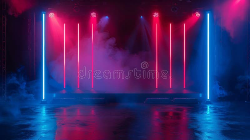 Neon Lights Stage.Colorful Spotlight Stock Illustration - Illustration ...