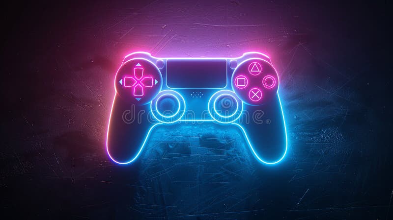 Neon Lights with a Video Game Controller Design Stock Illustration ...