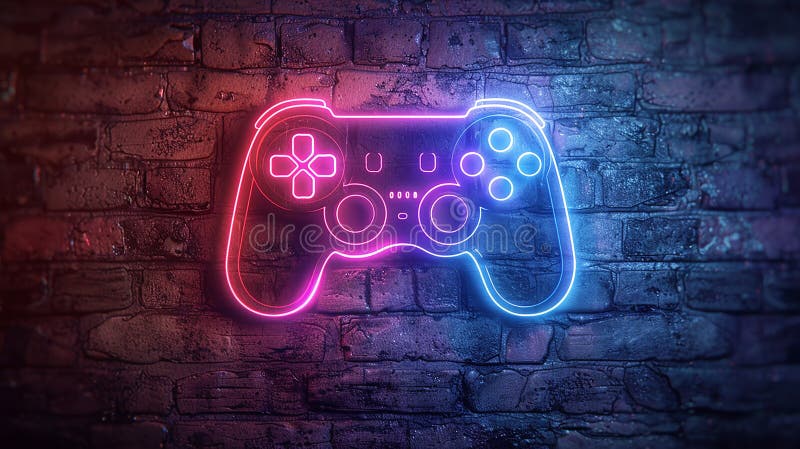 Neon Lights with a Video Game Controller Design Stock Illustration ...