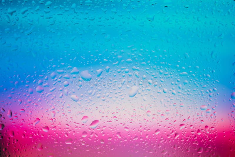 Neon Lights Behind Water Drops Close Up Stock Image - Image of abstract ...