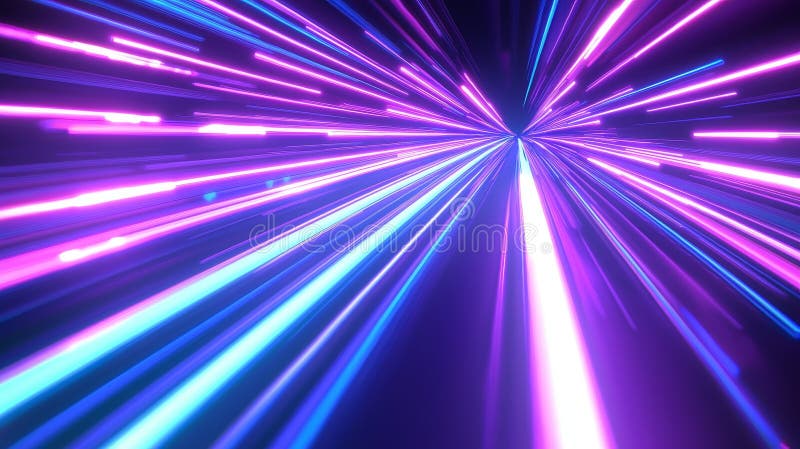 Neon Lightspeed Tunnel Abstract Purple and Blue Rays Composition ...