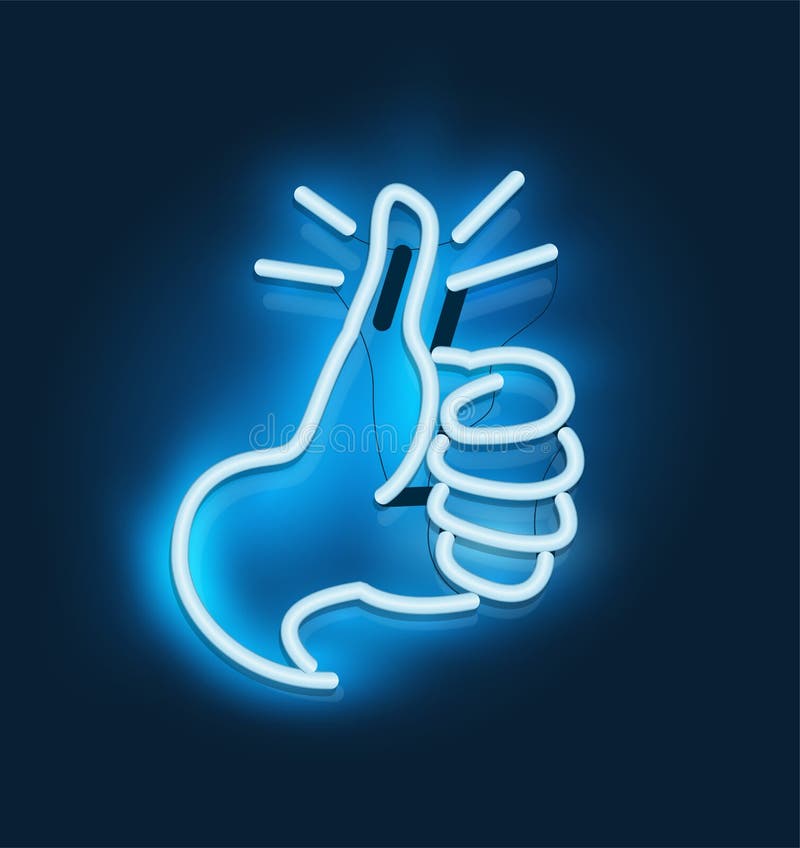 Neon Like Symbol.Vector Thumb Up Icon Stock Vector - Illustration of ...
