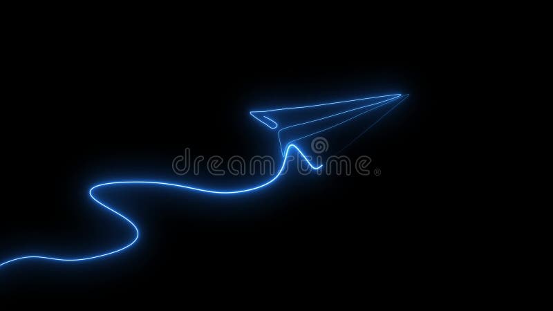 Neon Line Continuous Line Drawing Paper Plane Animation Concept, Neon ...