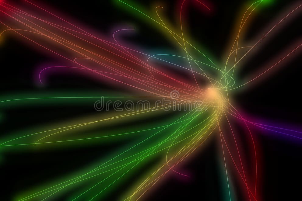 Neon Line Lights Background on a Black Stock Image - Image of ...