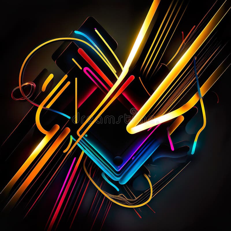 Neon Lines. Abstract Background for Design. Geometric Figures ...