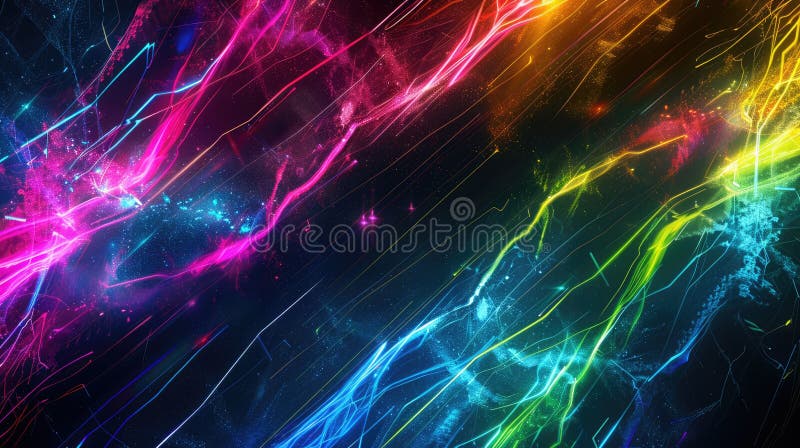 Neon Lines in a Digital Realm Evoke a Hacker Attack, Mixing Color with ...