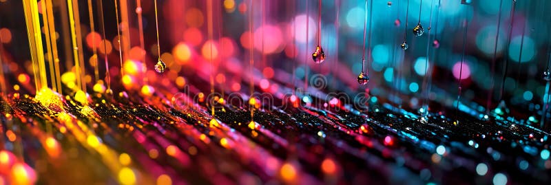 Neon Lines Falling Like Raindrops Create a Dynamic and Visually ...