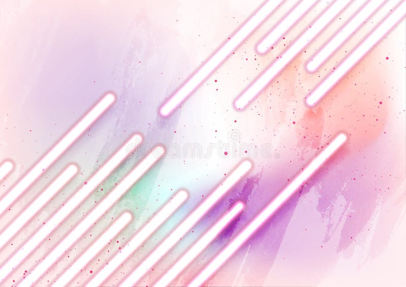 Neon Lines on Pastel Grunge Watercolor Background Stock Vector ...