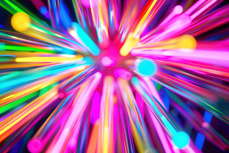 Neon Lines, Psychedelic Explosion of Colors .AI Generated Stock Photo ...