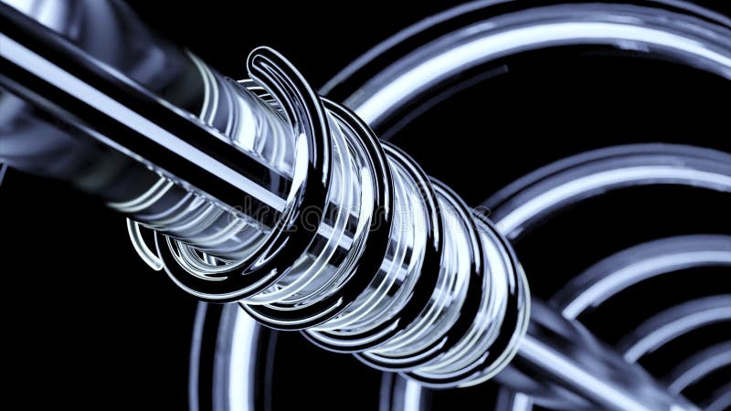 Neon Lines Rotate Around Pipe. Design. Animation of Mechanical Rod with ...