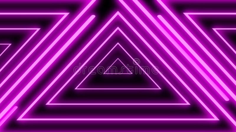 Neon Lines Triangles Shape Full Loop. Purple Colored Bright Lines on ...