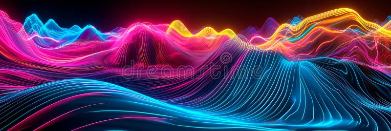 Neon Lines in a Wave-like Formation, Creating a Sense of Fluidity and ...