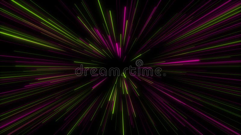 Neon Lines Zooming Lightspeed Futuristic Background on Black Stock ...