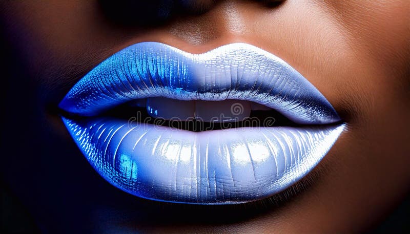 Neon Lips Create a Striking Visual Effect in a Dimly Lit Setting Stock ...