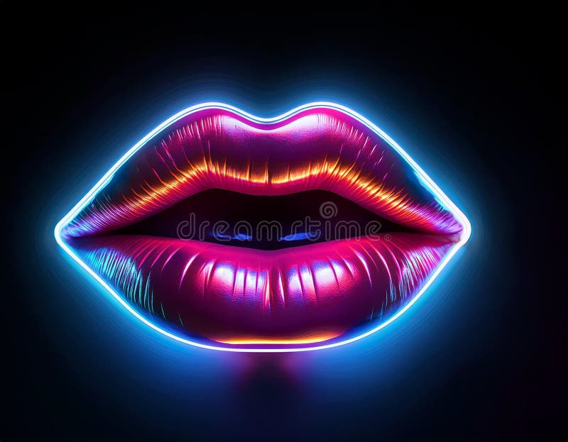 Neon Lips Glowing in the Dark, Symbolizing Nightlife and Vibrant Energy ...