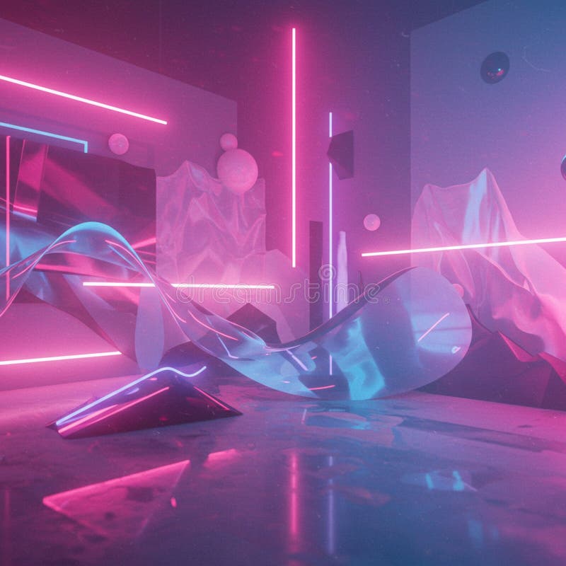 Neon-lit Abstract Environment Featuring a Futuristic, Immersive Setting ...