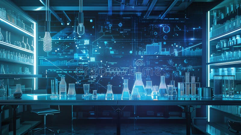 Neon Lit Advanced Research Laboratory Stock Image - Image of modern ...