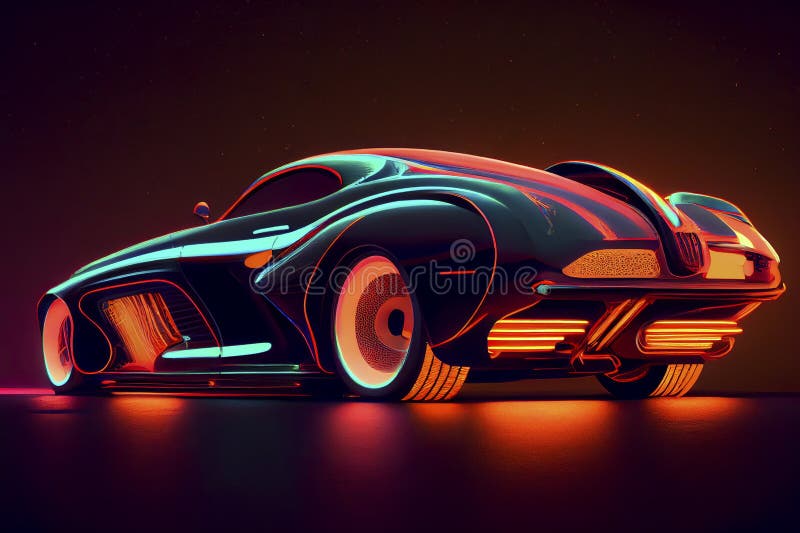 A Neon-lit Car with Sleek Futuristic Lines, Ai Illustration Stock ...