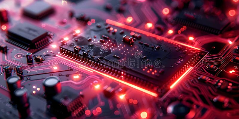 Neon-Lit Circuit Board: Illuminating the Heart of Artificial ...