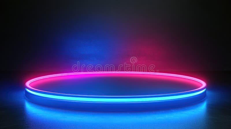 Neon-lit Circular Platform, Dark Studio, Glowing Background, Product ...