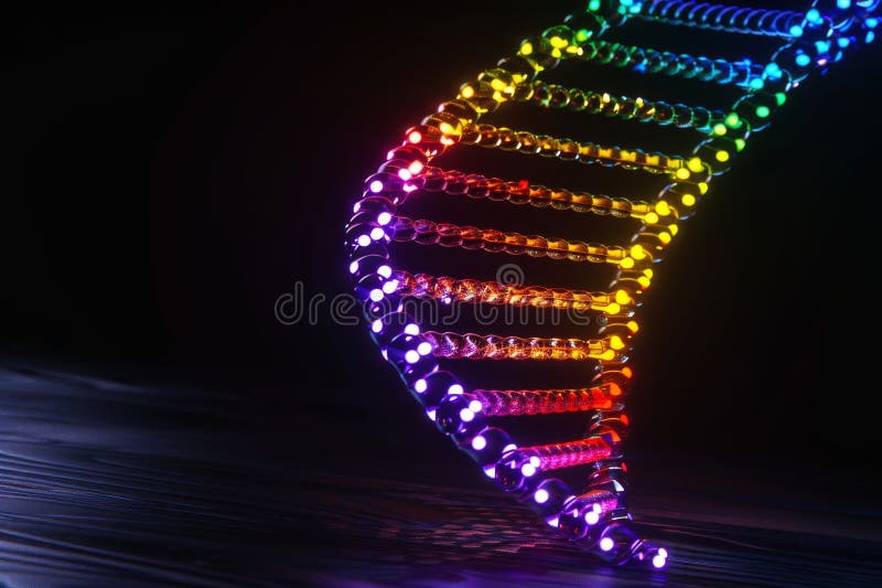 Neon Lit, Color Changing DNA Model Displaying the Dynamic and Adaptive ...