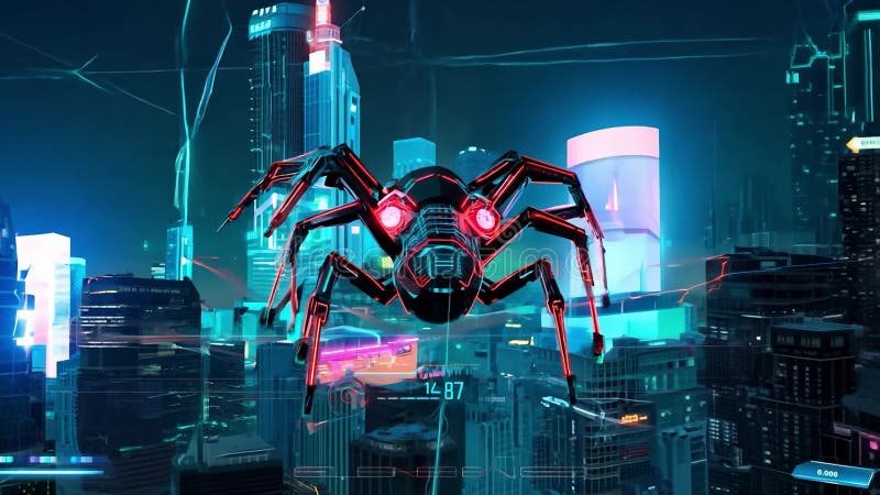 Robotic Spider In Dark Futuristic Environment Stock Video Video Of Texture Robot 352199183
