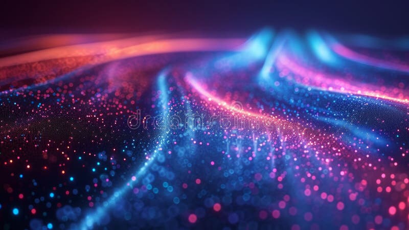 Neon-lit Data Streams Flowing Like a River, Carrying the Information of ...