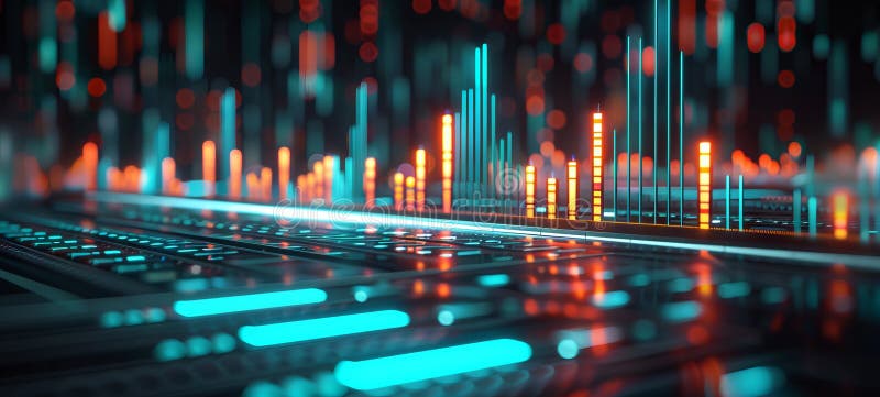 Neon-lit Financial Bar Graph on Digital Interface Symbolizing Data ...