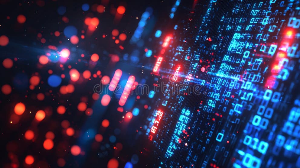 Neon-lit Futuristic Digital Data Technology, Abstract Data ...