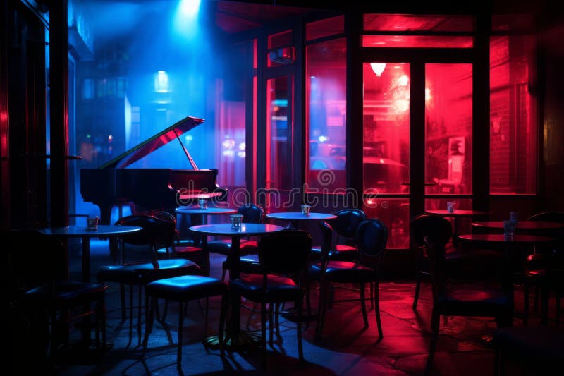 A Neon Lit Jazz Club with a Sultry Atmosphere Stock Illustration ...