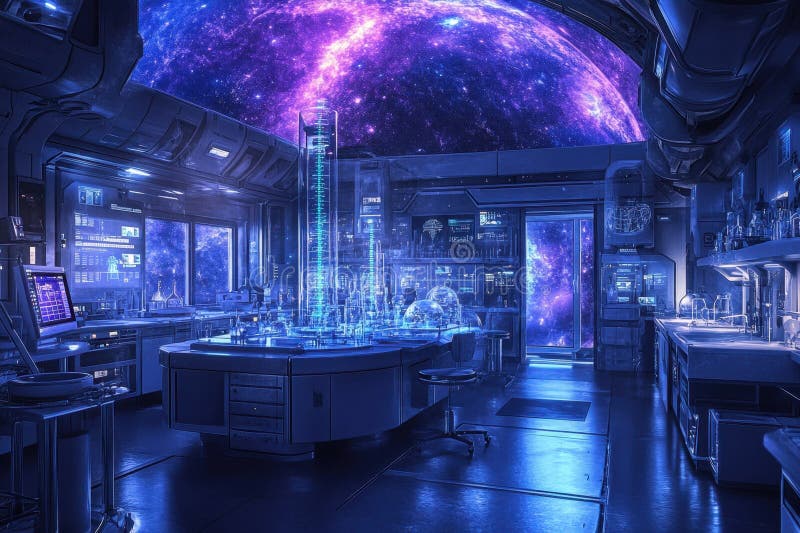 Futuristic Laboratory with Cosmic Elements and Advanced Technology at ...