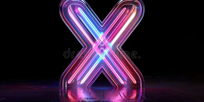 A Neon Lit Letter X Glowing in the Dark, Suitable for Various Design ...