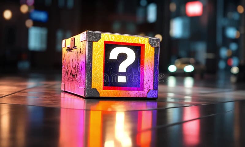 A Neon-lit Mystery Box with a Question Mark Stock Video - Video of ...