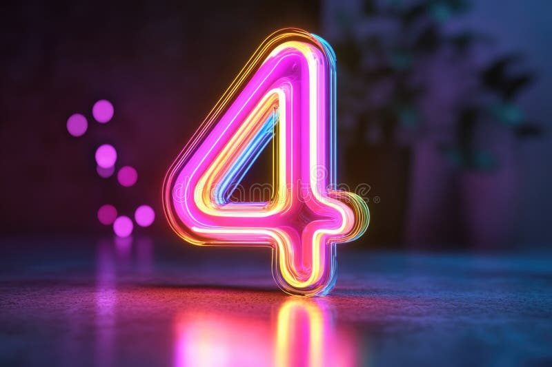 Neon Lit Number Four Table Stock Photos - Free & Royalty-Free Stock ...