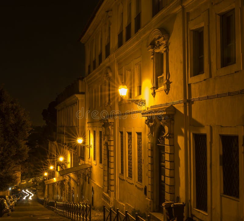 Neon Lit Office Buildings, Rome, Italy Stock Image - Image of cityscape ...