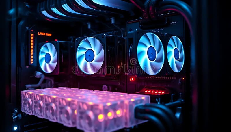 Neon-Lit PC Components stock illustration. Illustration of aesthetics ...