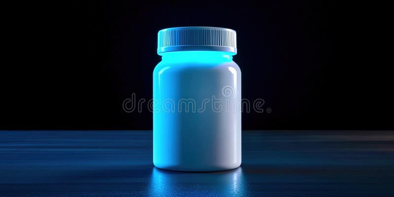 Neon-lit pill bottle stock photo. Image of bottle, medical - 334898900